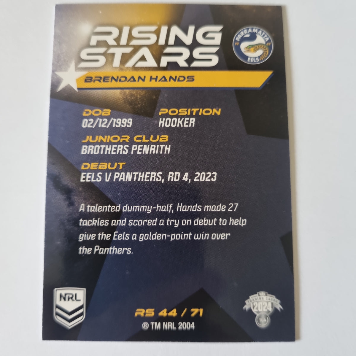 NRL 2024 Traders - Rising Stars - #RS44 - Brendan Hands - Eels – Funporium