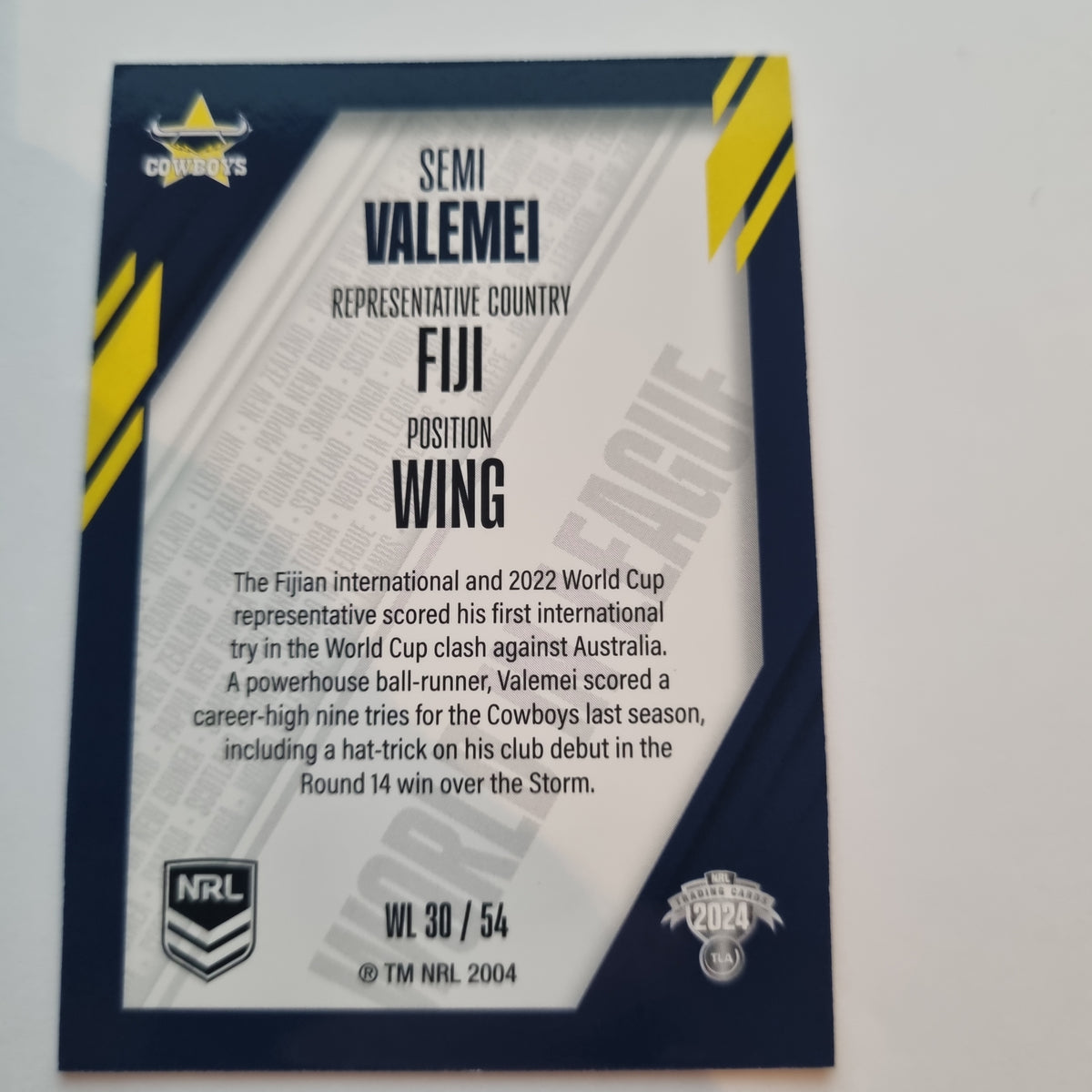 NRL 2024 Traders - World in League - #WL30 - Semi Valemei - Cowboys ...