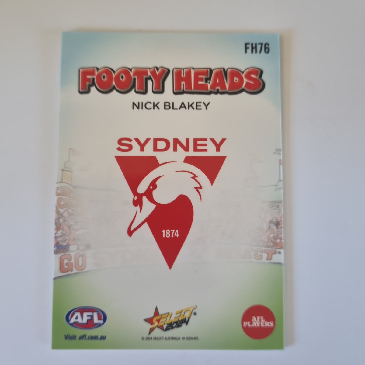 2024 Select Footy Stars - Footy Heads - FH76 - N. Blakey - Swans ...