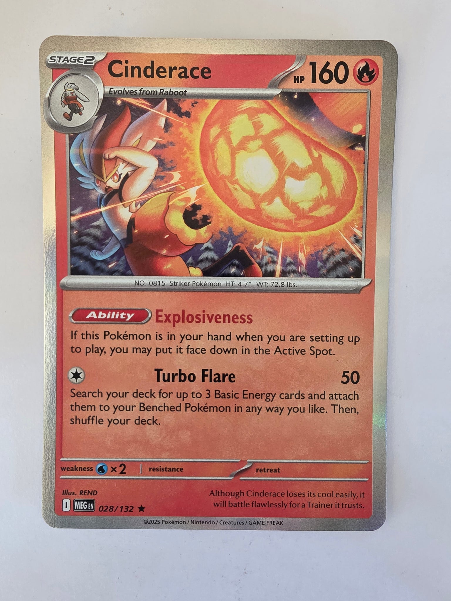 Pokemon TCG Mega Evolutions | #028/132 | Cinderace | Rare – Funporium