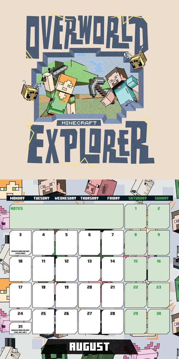 2026 Calendar | Minecraft | Square 30x30cm – Funporium