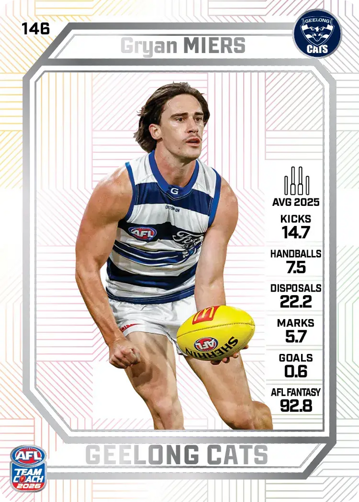Teamcoach 2026 Base Pearl Card #146 Gryan Miers - Geelong – Funporium