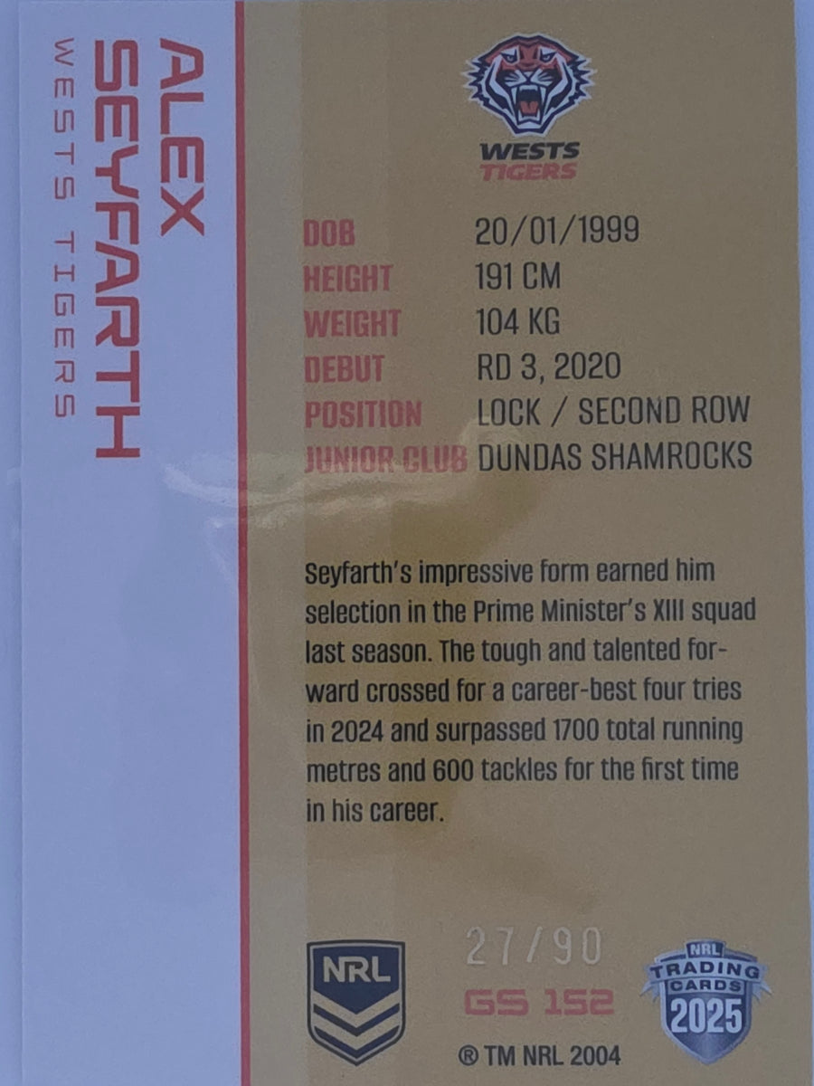 NRL 2025 Traders | Gold Parallel | #GS152 | Alex Seyfarth | #27/90 | T ...