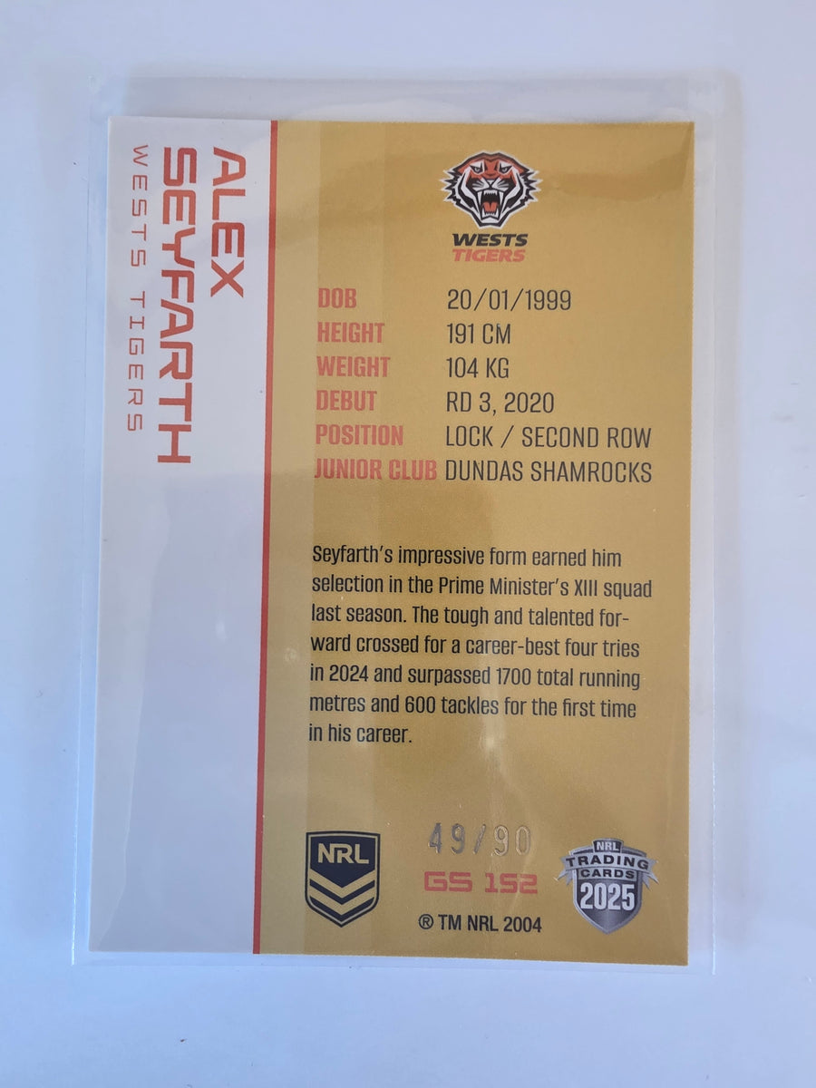 NRL 2025 Traders | Gold Parallel | #GS152 | Alex Seyfarth | #49/90 | T ...