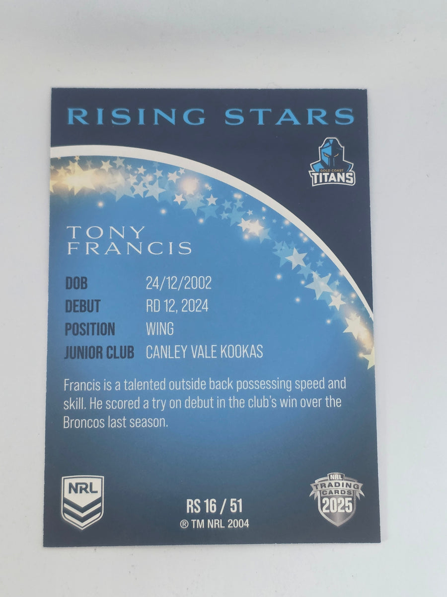 NRL 2025 Traders | Rising Stars | #RS16 | Tony Francis | Titans – Funporium