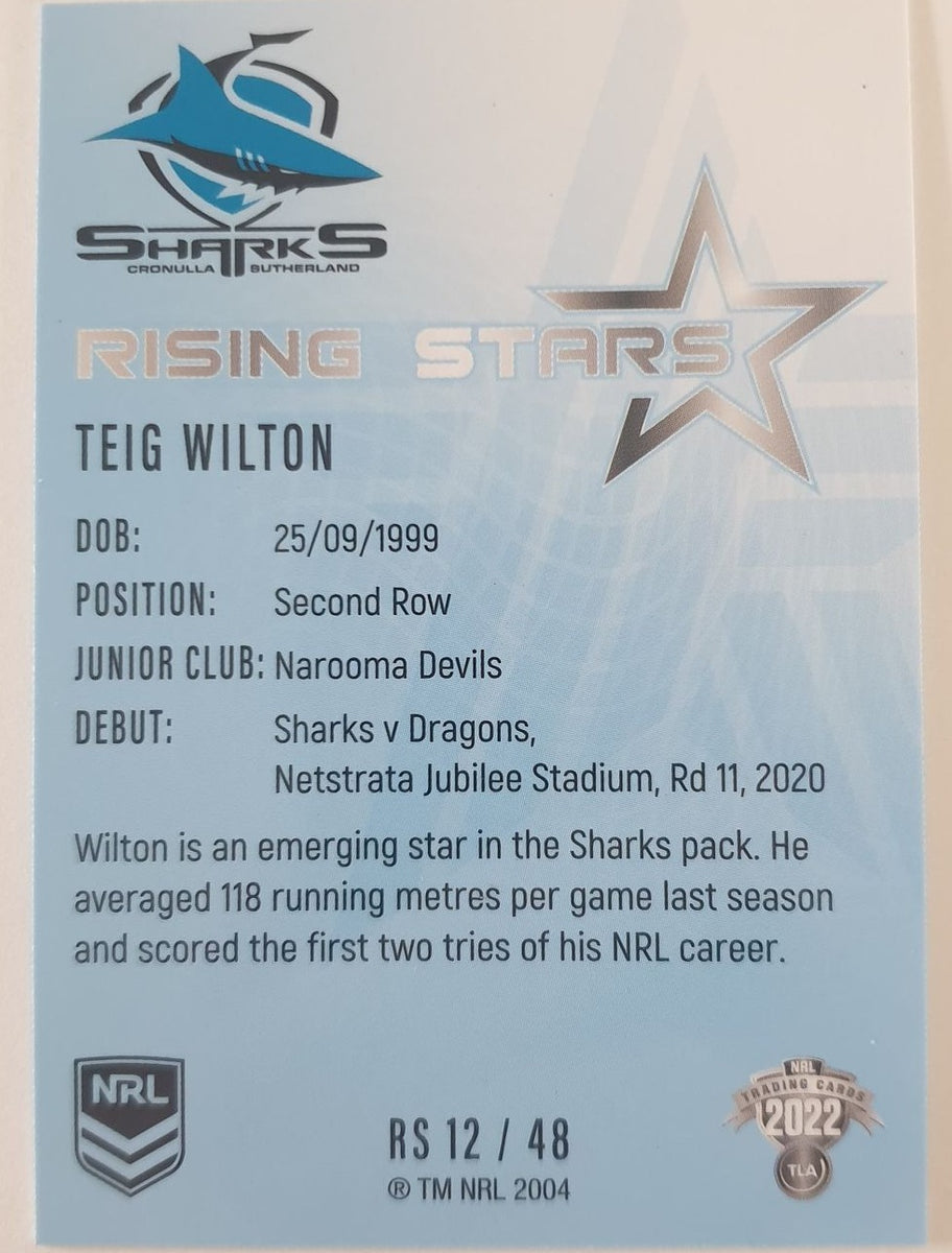 Rising Stars - RS12 - Teig Wilton - Cronulla Sharks - 2022 Traders NRL ...