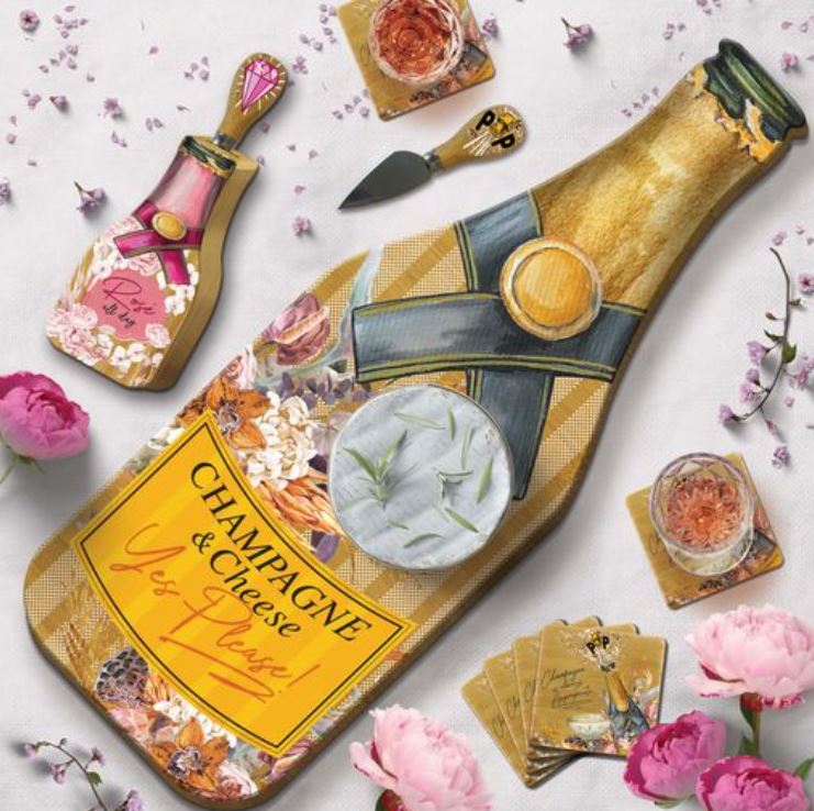 Bottle Serving Platter - Champagne & Cheese - Lisa Pollock – Funporium